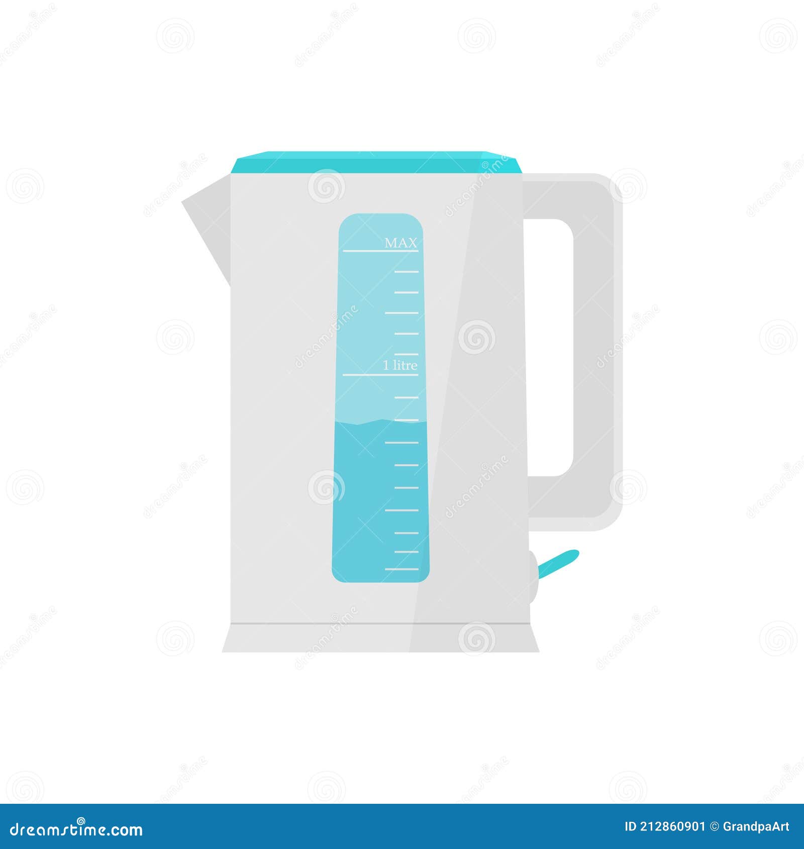 The Electric Kettle Is Grey With Glass And A Measuring Scale In The ...