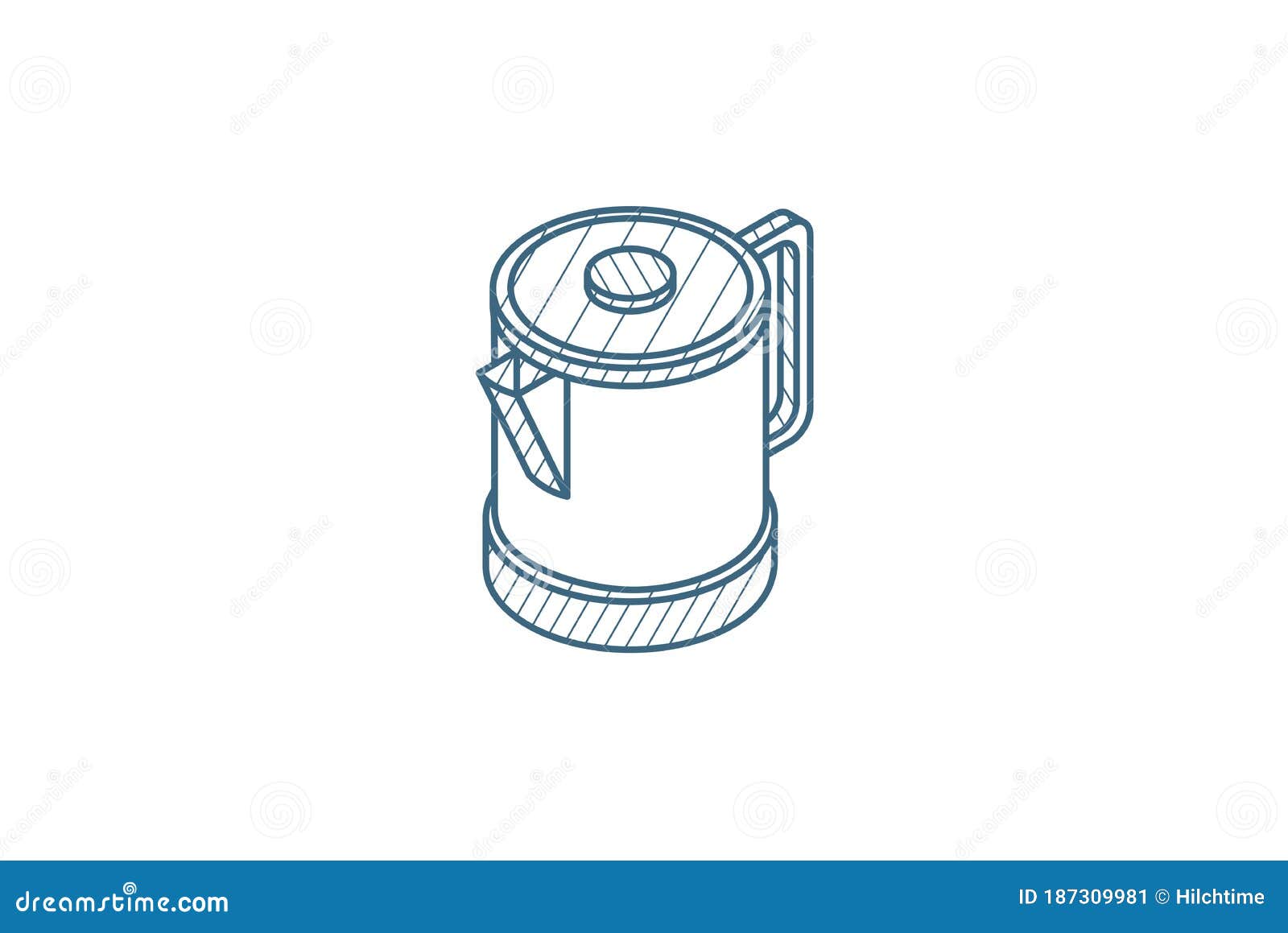 Electric Kettle Isometric Icon. 3d Line Art Technical Drawing. Editable ...