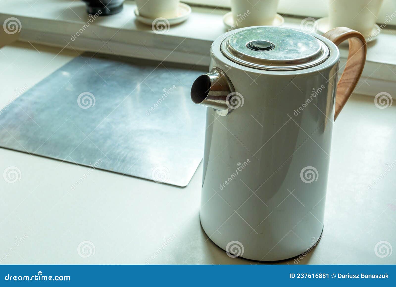 Electric Kettle Standing on the Kitchen Counter Stock Image - Image of ...