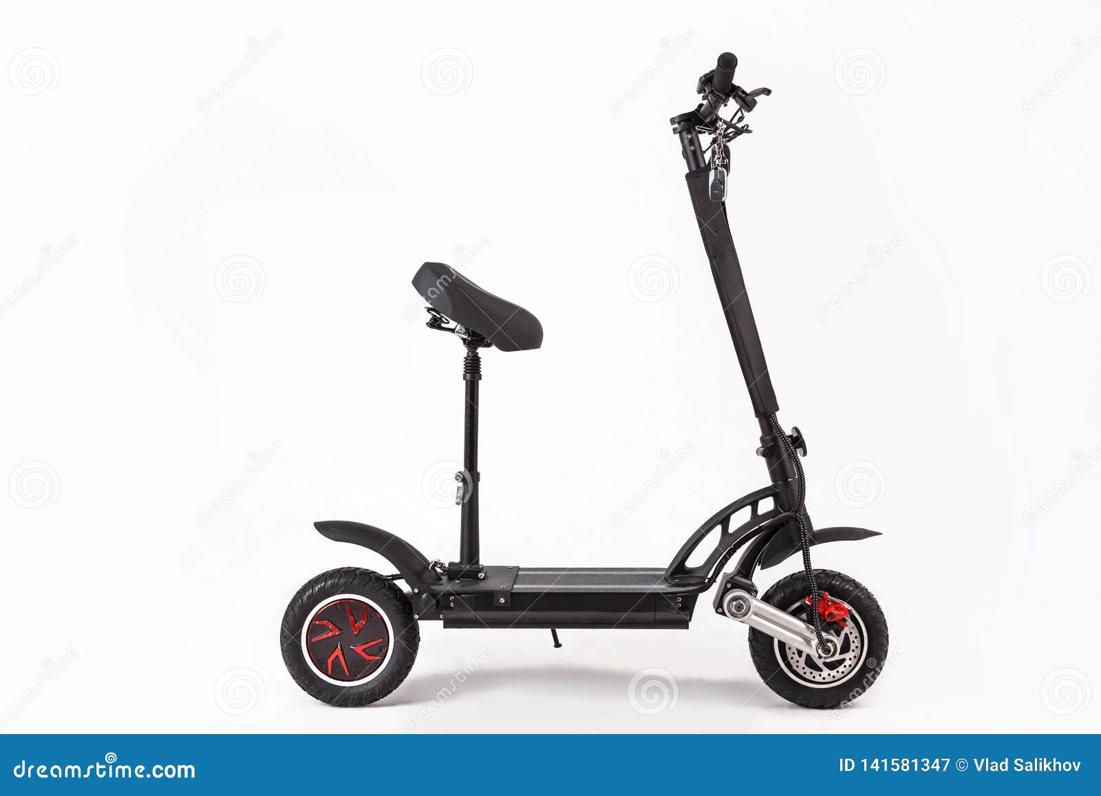 Electric Kick Scooter. Side View. Stock Image - Image of foot ...