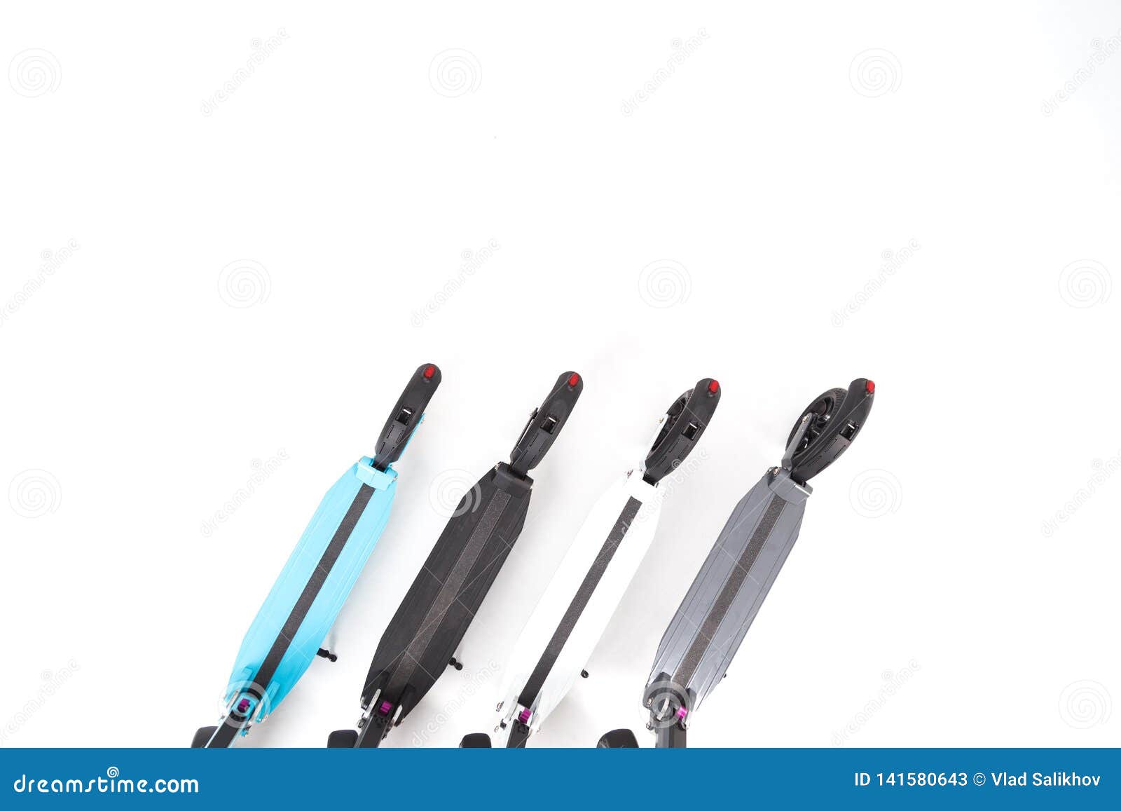 Electric Kick Scooters Top View. Stock Image - Image of board, side ...