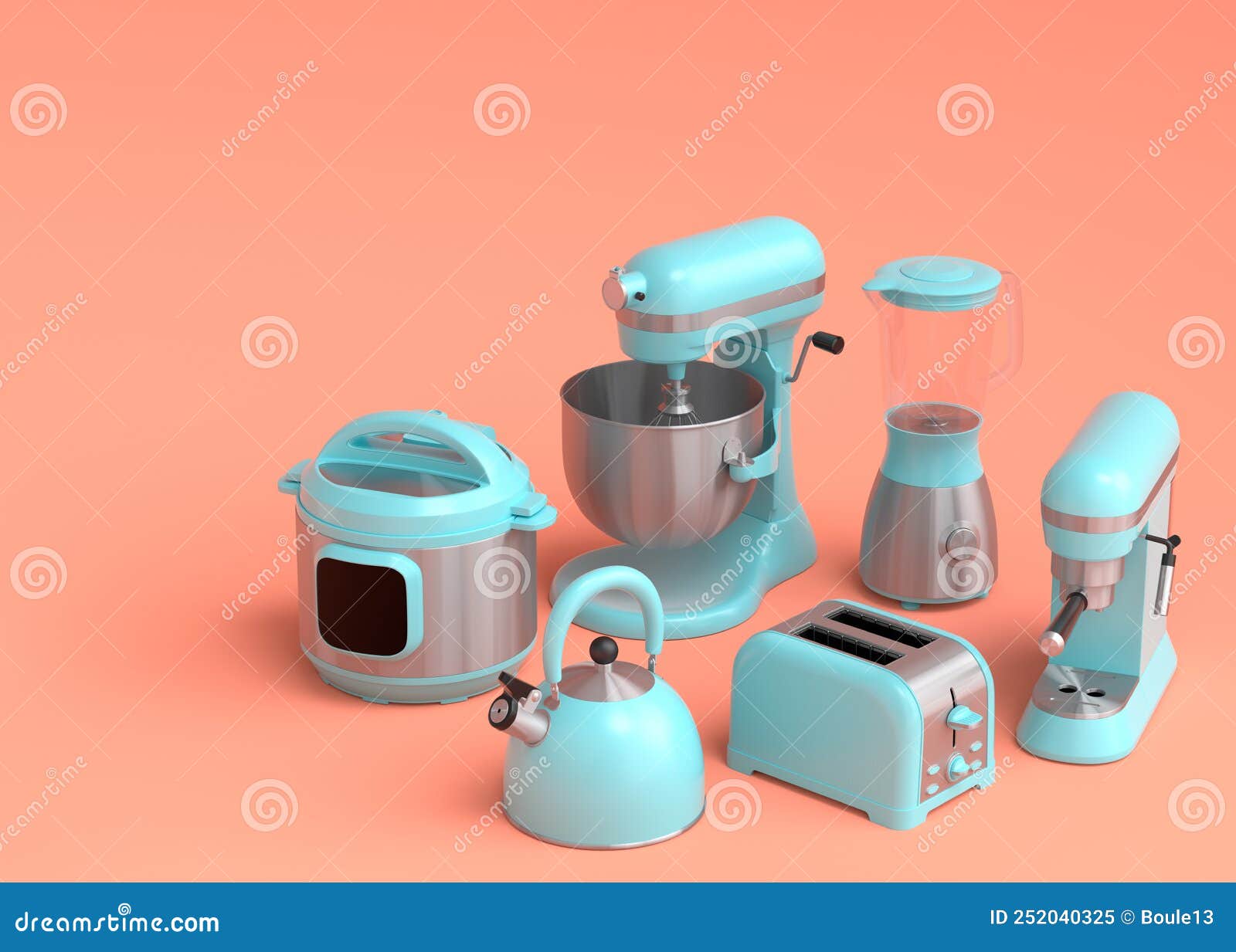 Electric Kitchen Appliances and Utensils for Making Breakfast on Coral ...