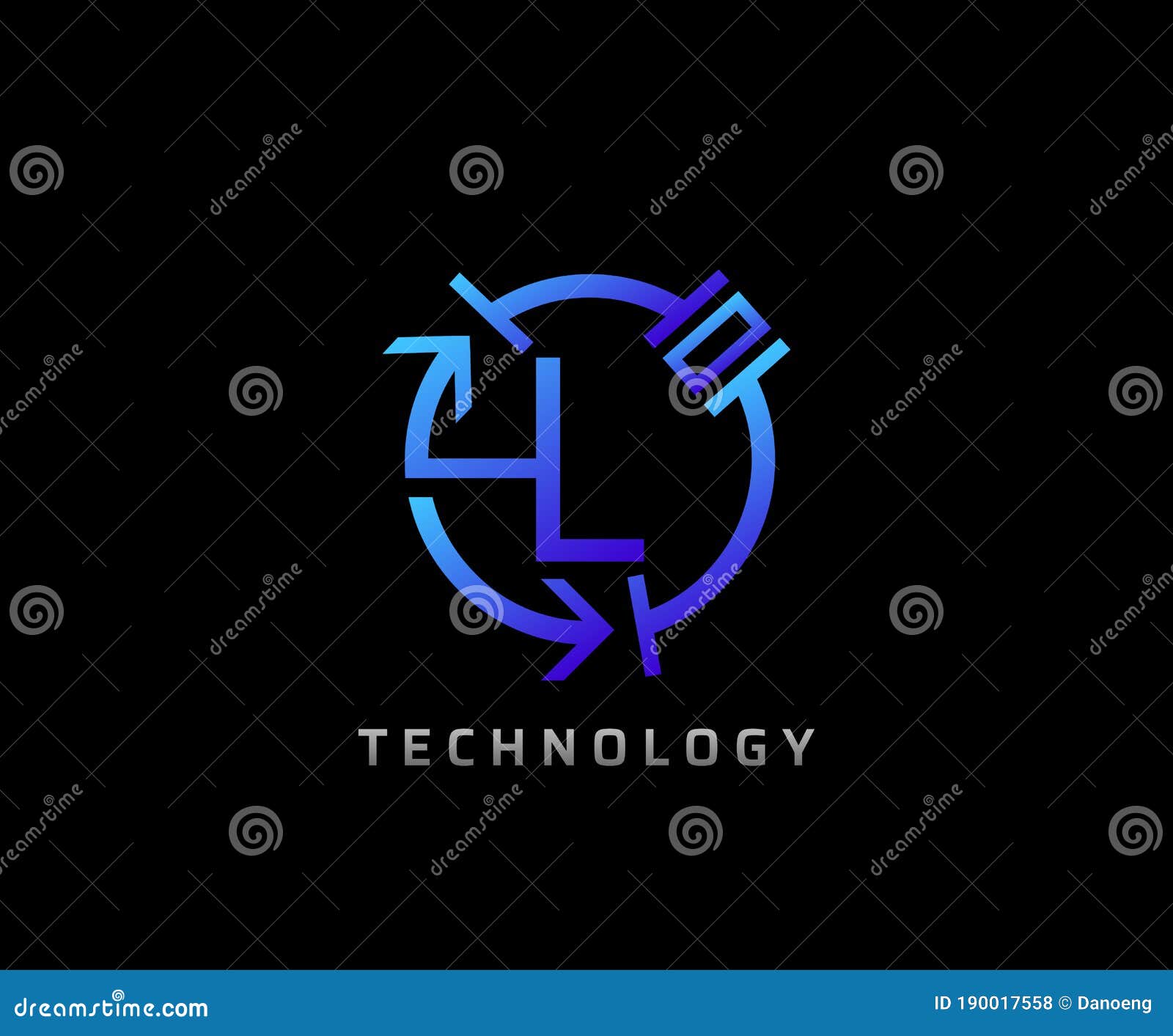 Electric L Letter Icon Design with Circle Shape and Electrical ...