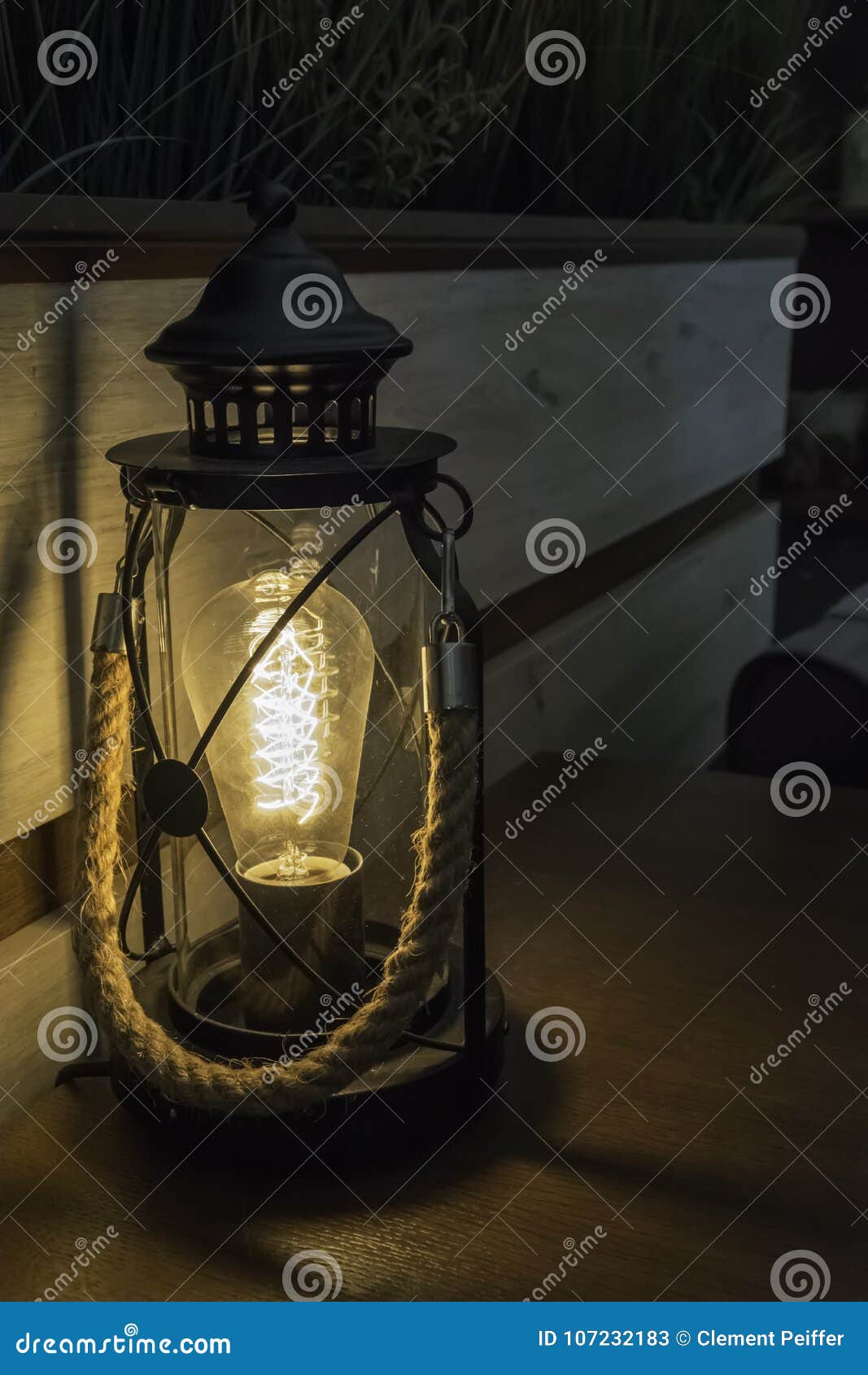Electric Lantern in a Bar Table with Rope Handle. Shadow and Light ...