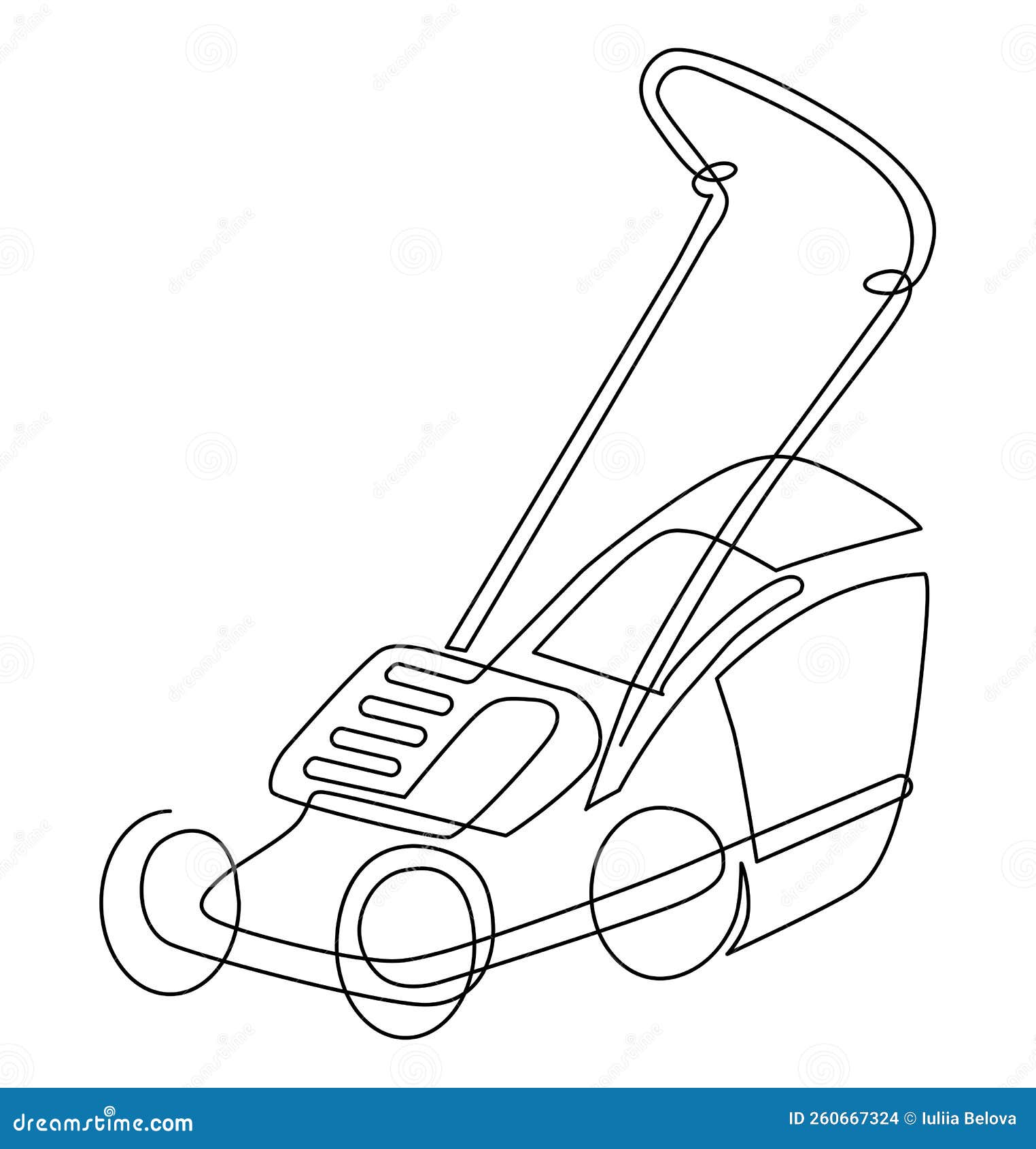 Electric Lawnmower. Grass Cutting Device. Continuous Line Drawing Stock ...