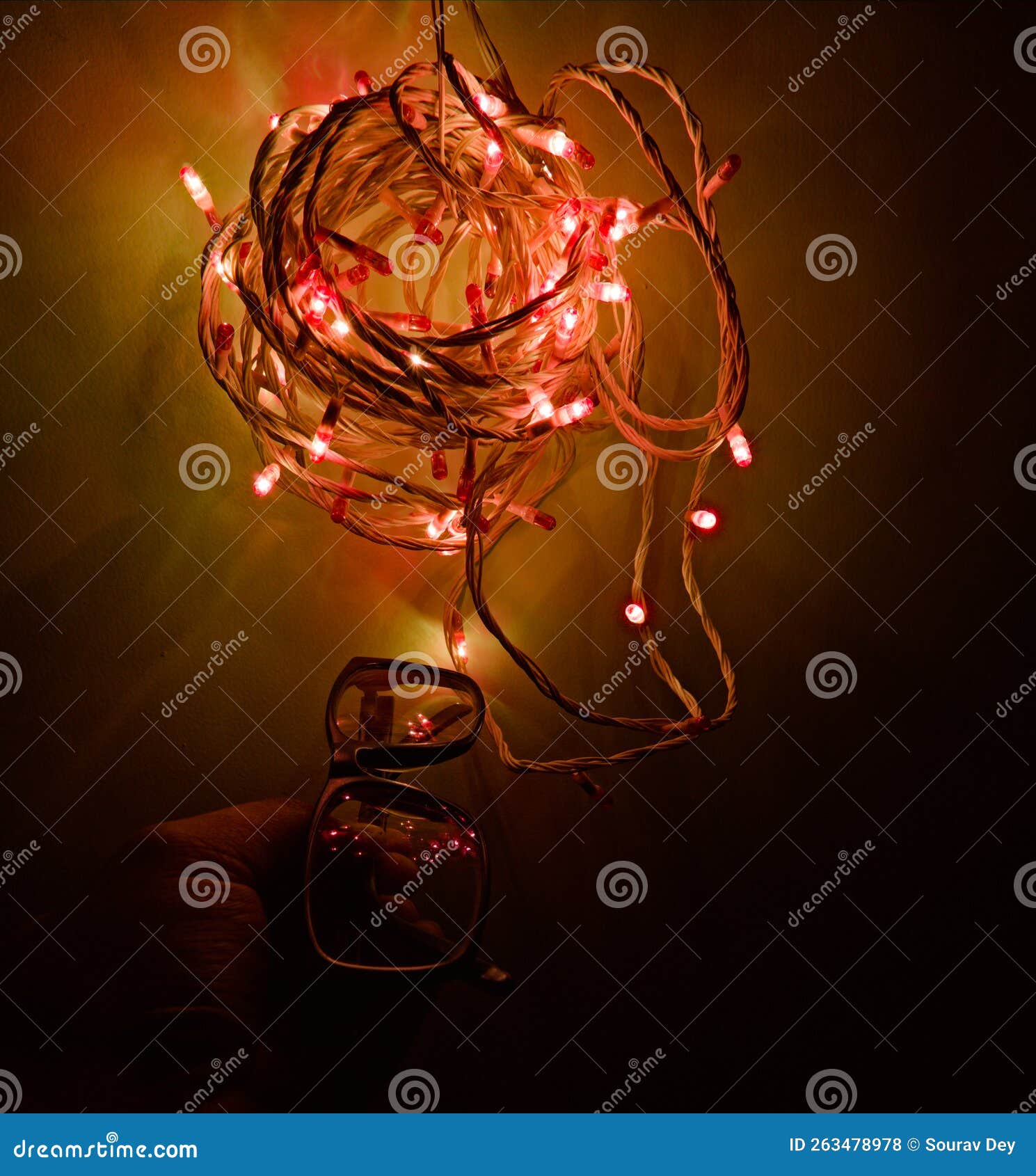 Electric Led Chain Lightened Up in the Dark during Diwali in India ...