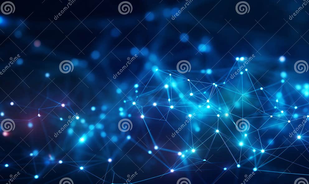 Electric Light Blue Global Network. Tech Background. Cyber Network ...
