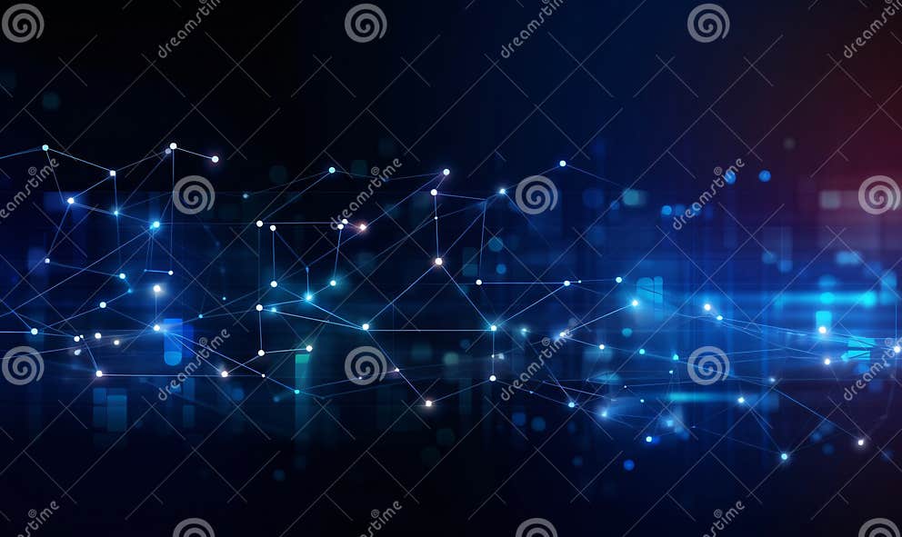 Electric Light Blue Global Network. Tech Background. Cyber Network ...