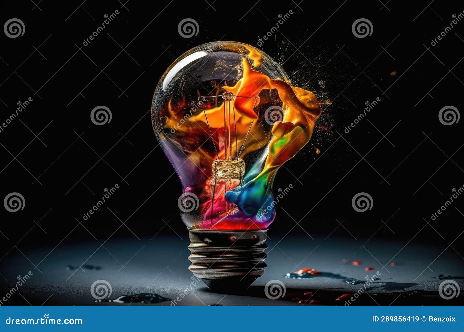 Electric Light Bulb Exploding with Paint and Glass, a Creative Idea ...