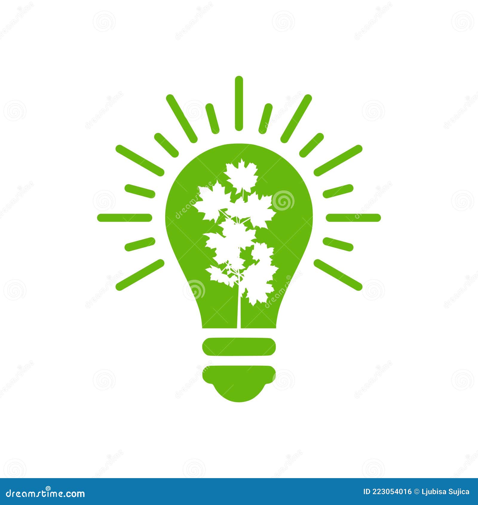 Electric Light Bulb with Leaf Icon Isolated on White Background Stock ...