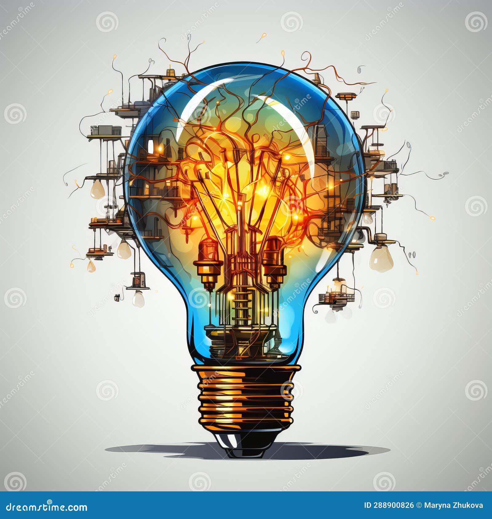 Electric Light Bulb on a Plain Background. Concept: Symbol of Ideas and ...