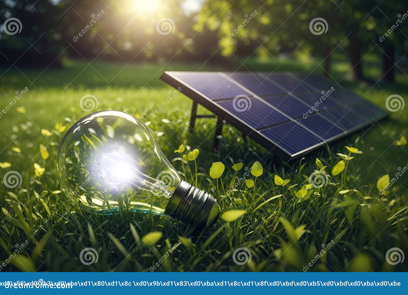 Electric Light Bulb with Solar Panel. Ai Generative Stock Photo - Image ...