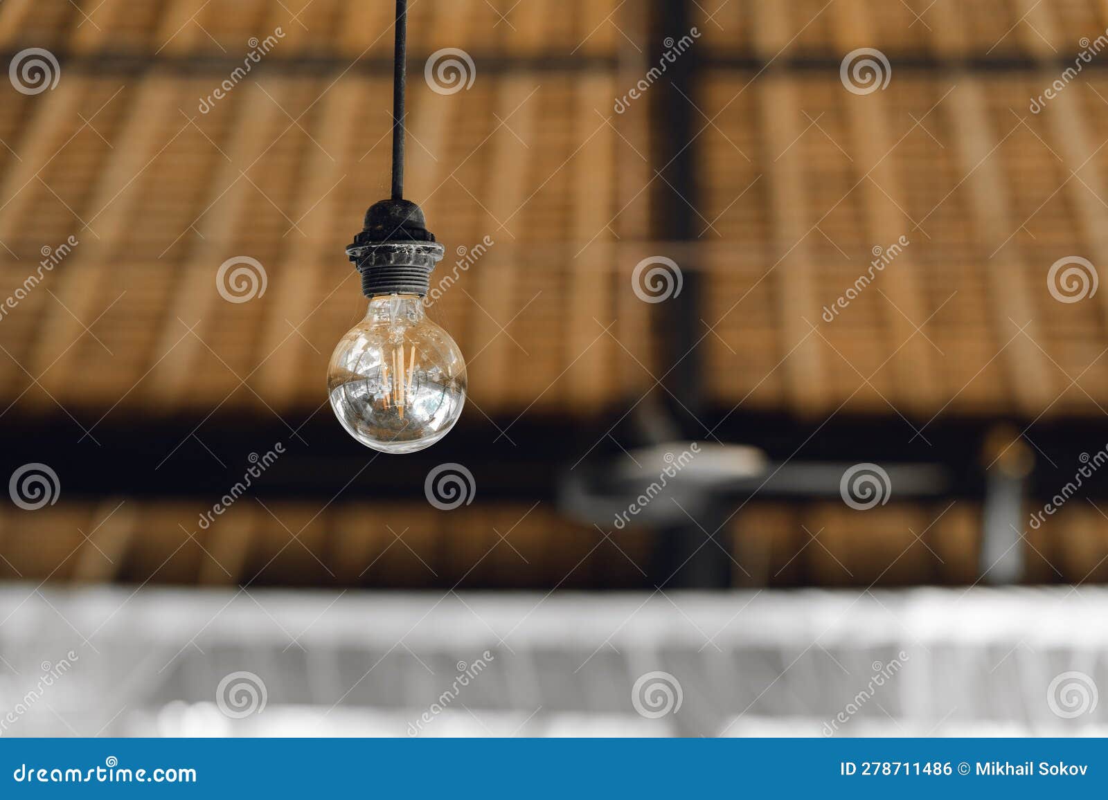 Electric Light Bulb on a Wire an Electric Light Bulb Isolated Against ...