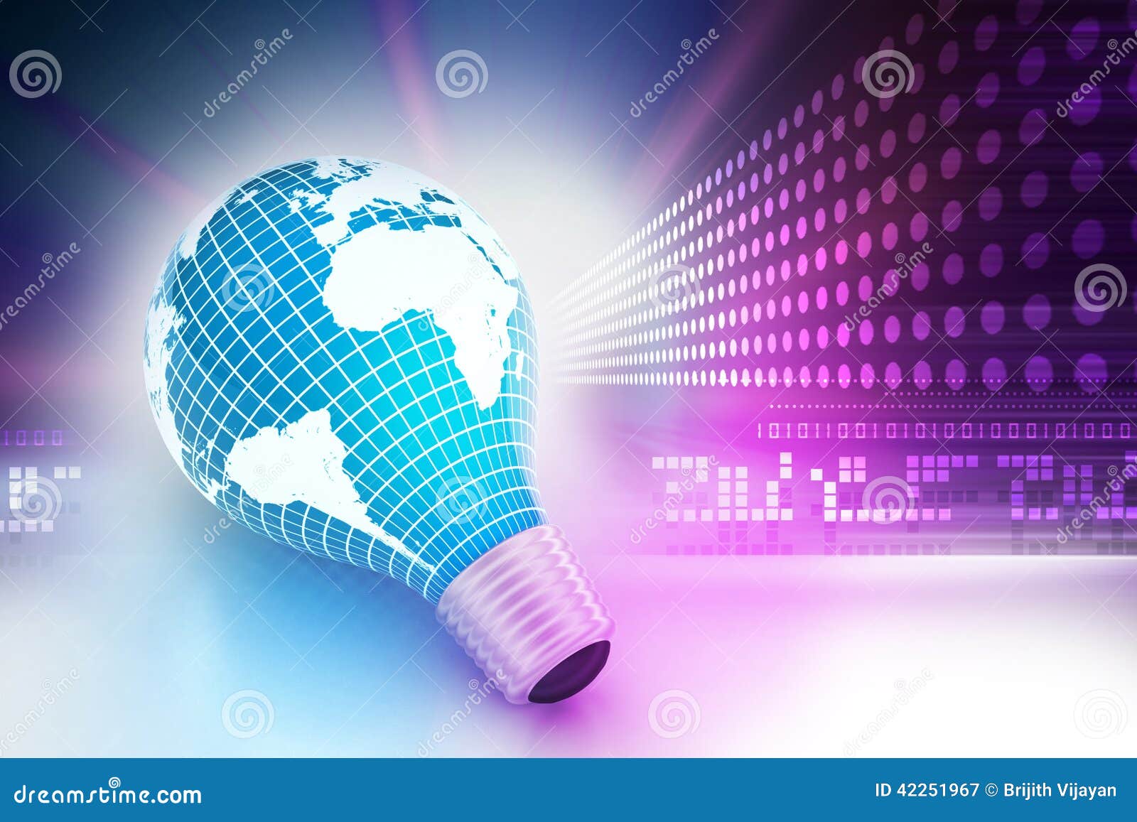An Electric Light Bulb with a World Map Stock Illustration ...
