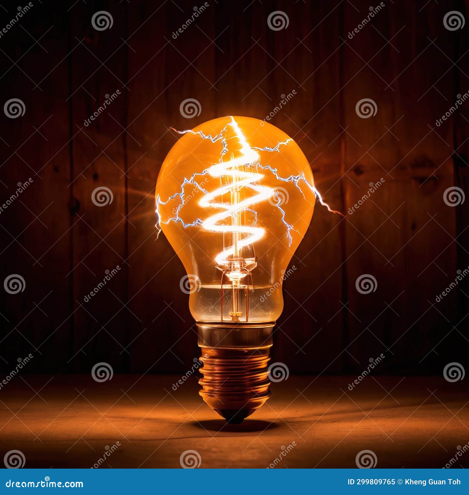 Electric Lightbulb with Electric Sparks and Lightning, Indicating ...