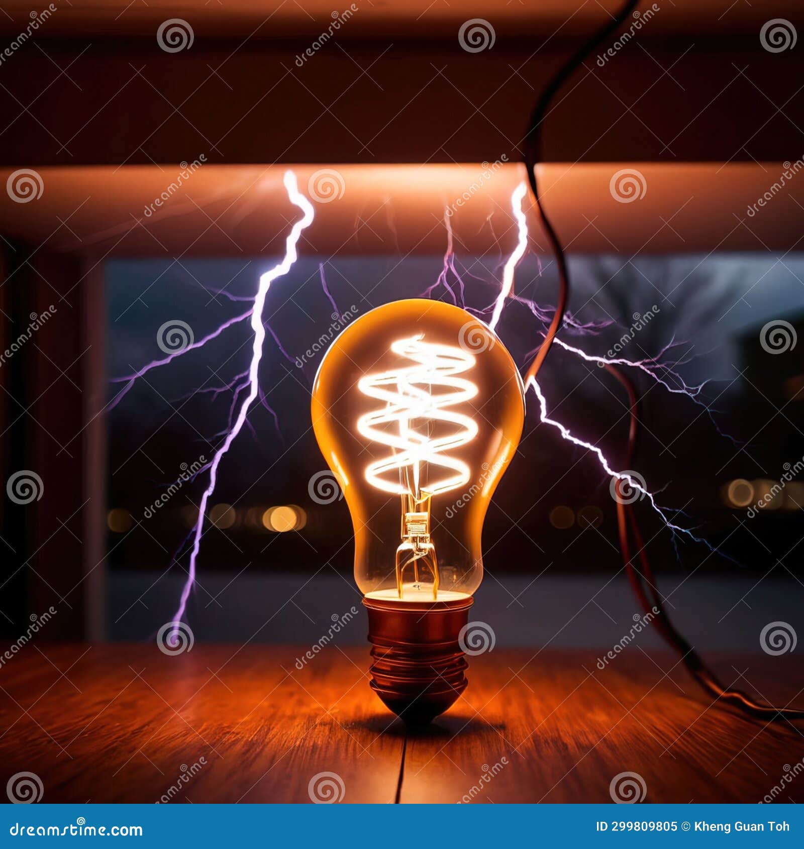 Electric Lightbulb with Electric Sparks and Lightning, Indicating ...