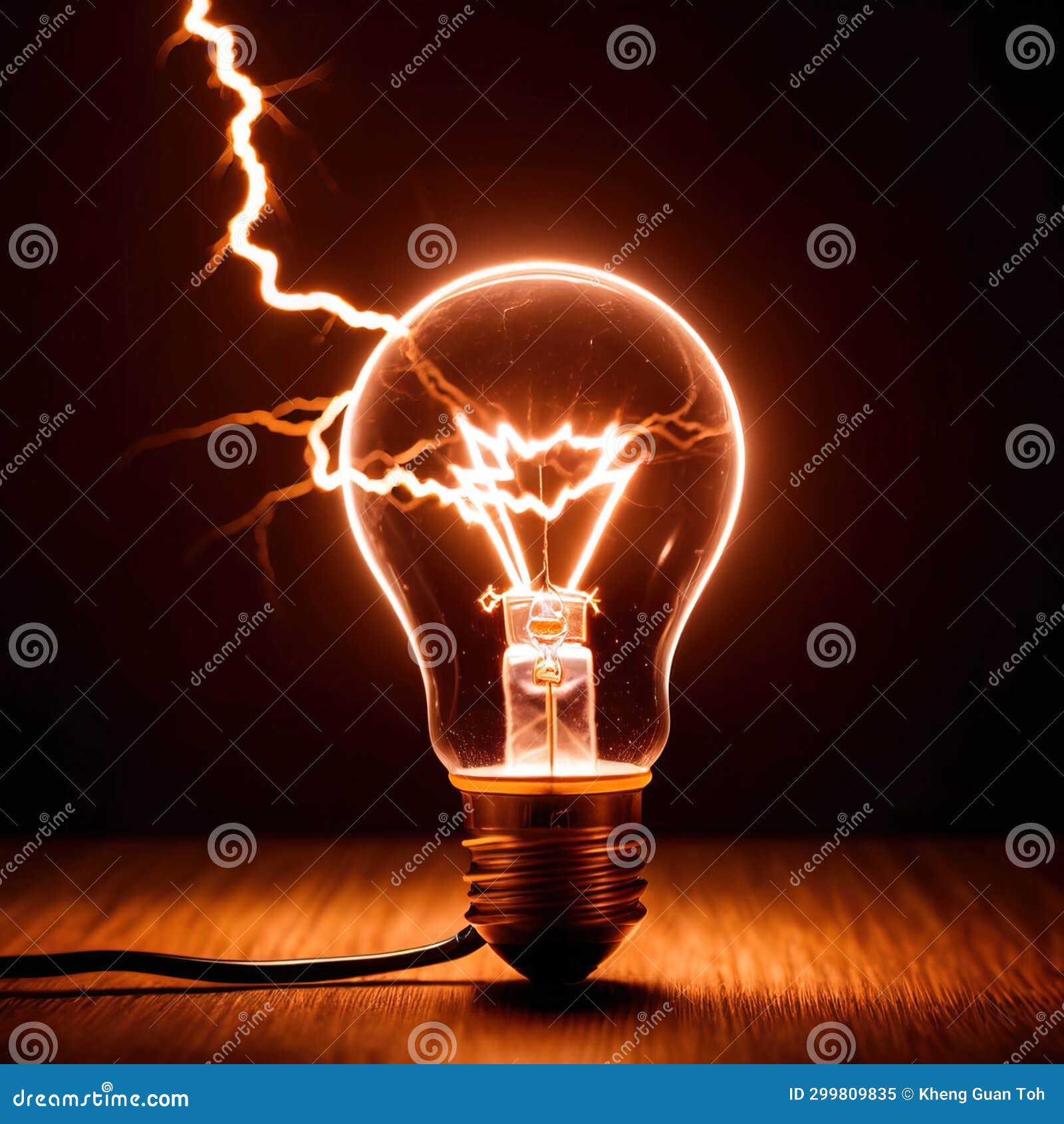 Electric Lightbulb with Electric Sparks and Lightning, Indicating ...