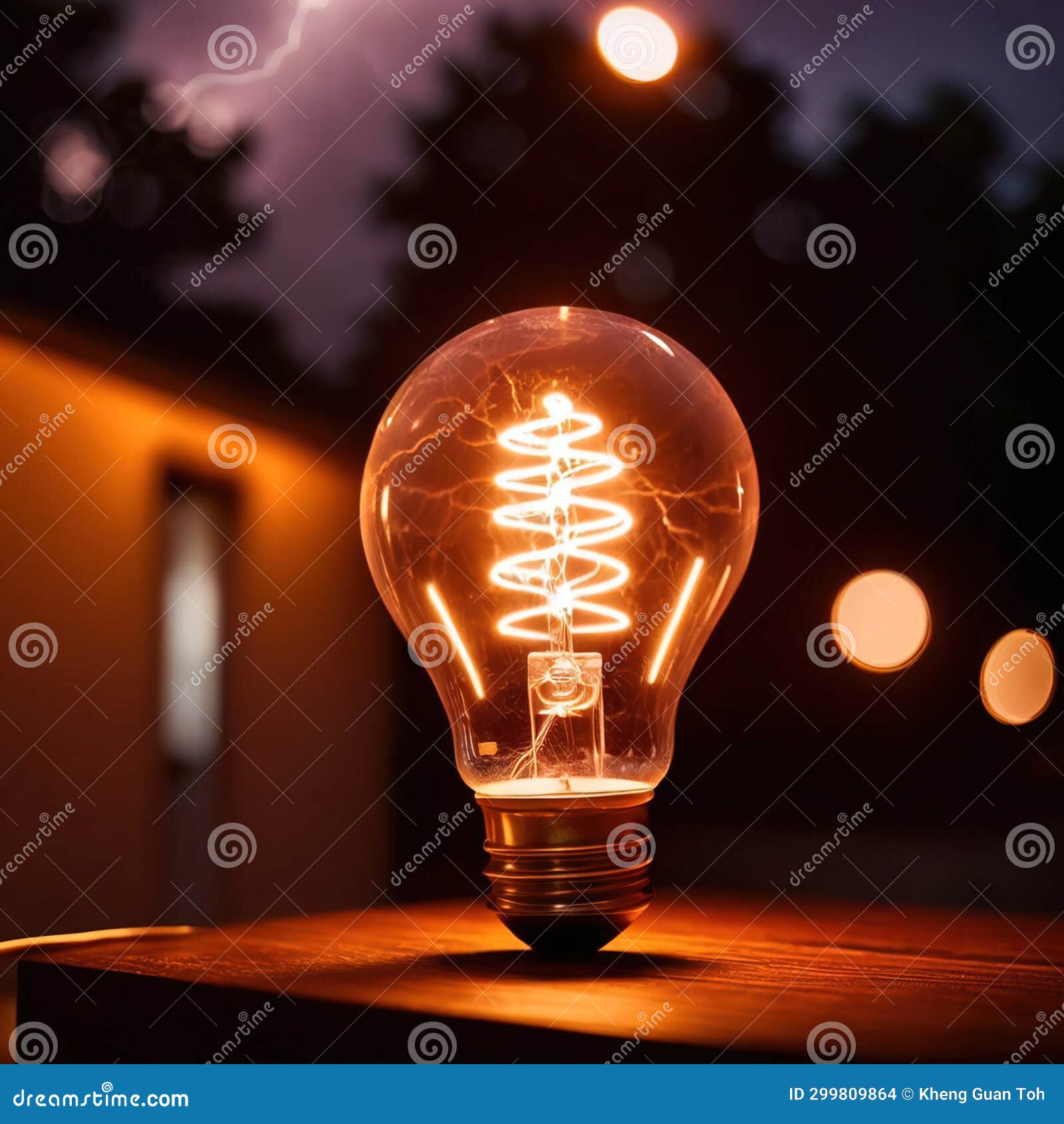 Electric Lightbulb with Electric Sparks and Lightning, Indicating ...