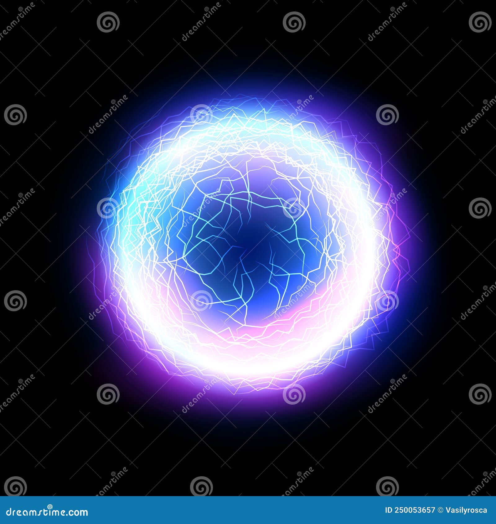Electric Lightning Ball Energy Magic Effect Burst Sphere. Vector Power ...