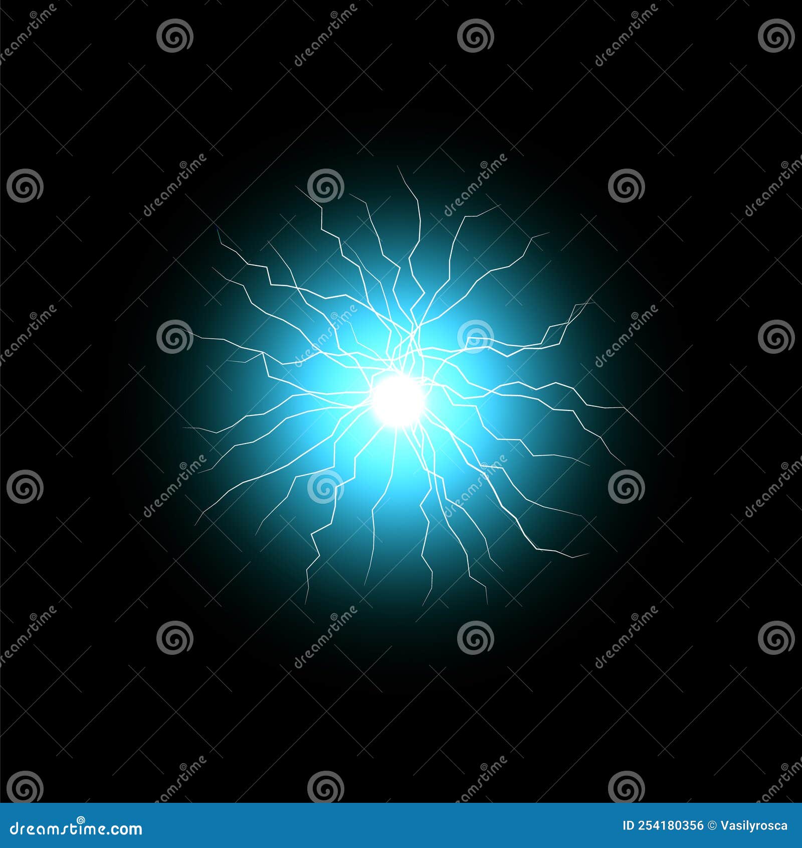 Electric Lightning Ball Energy Magic Effect Burst Sphere. Vector Power ...