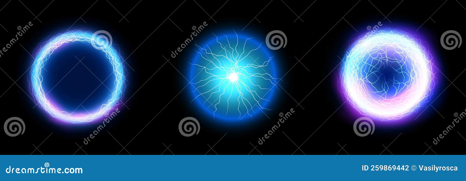 Electric Lightning Ball Energy Magic Effect Burst Sphere. Vector Power ...