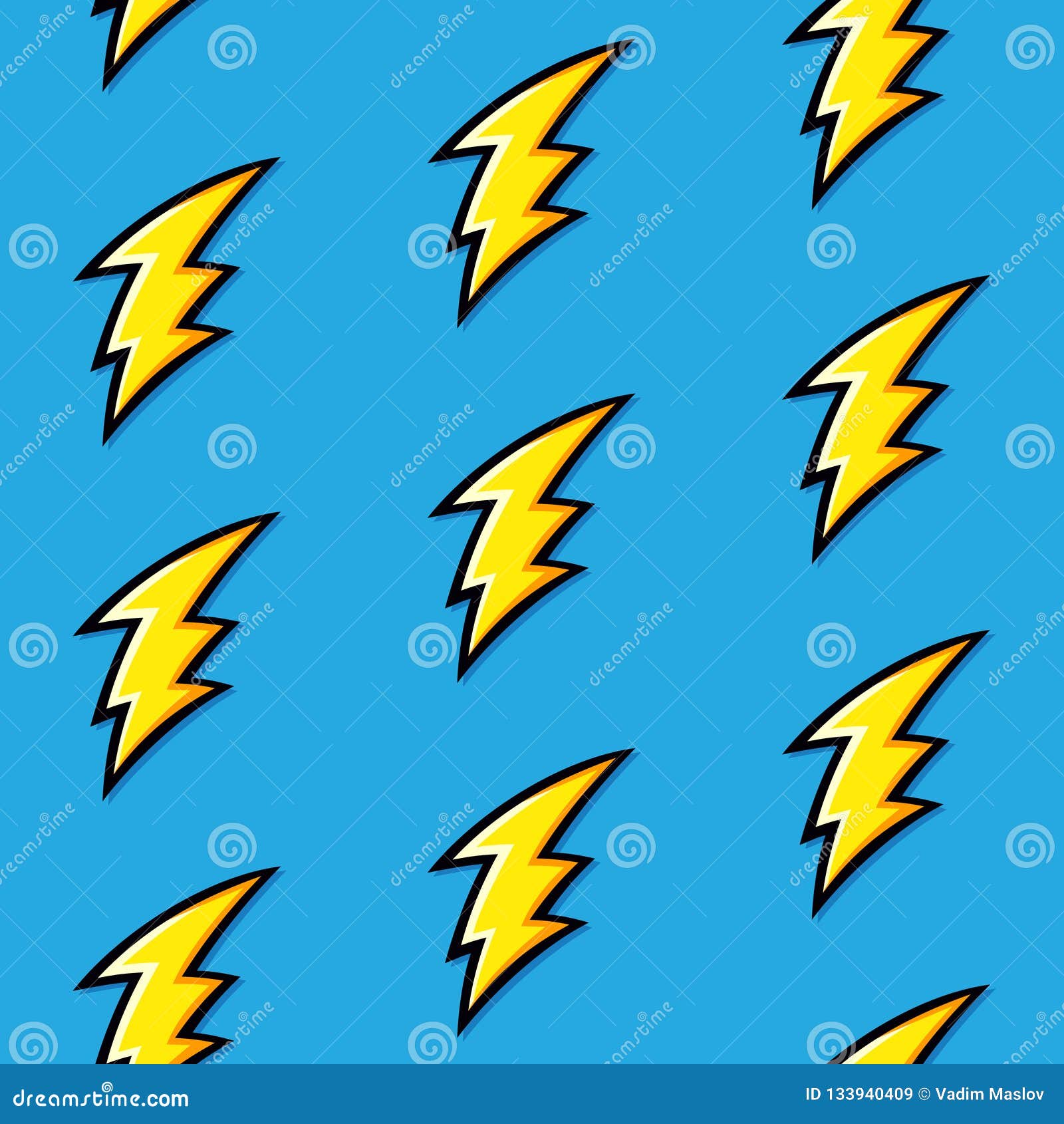 Electric Lightning Bolt Seamless Pattern. Stock Vector - Illustration ...