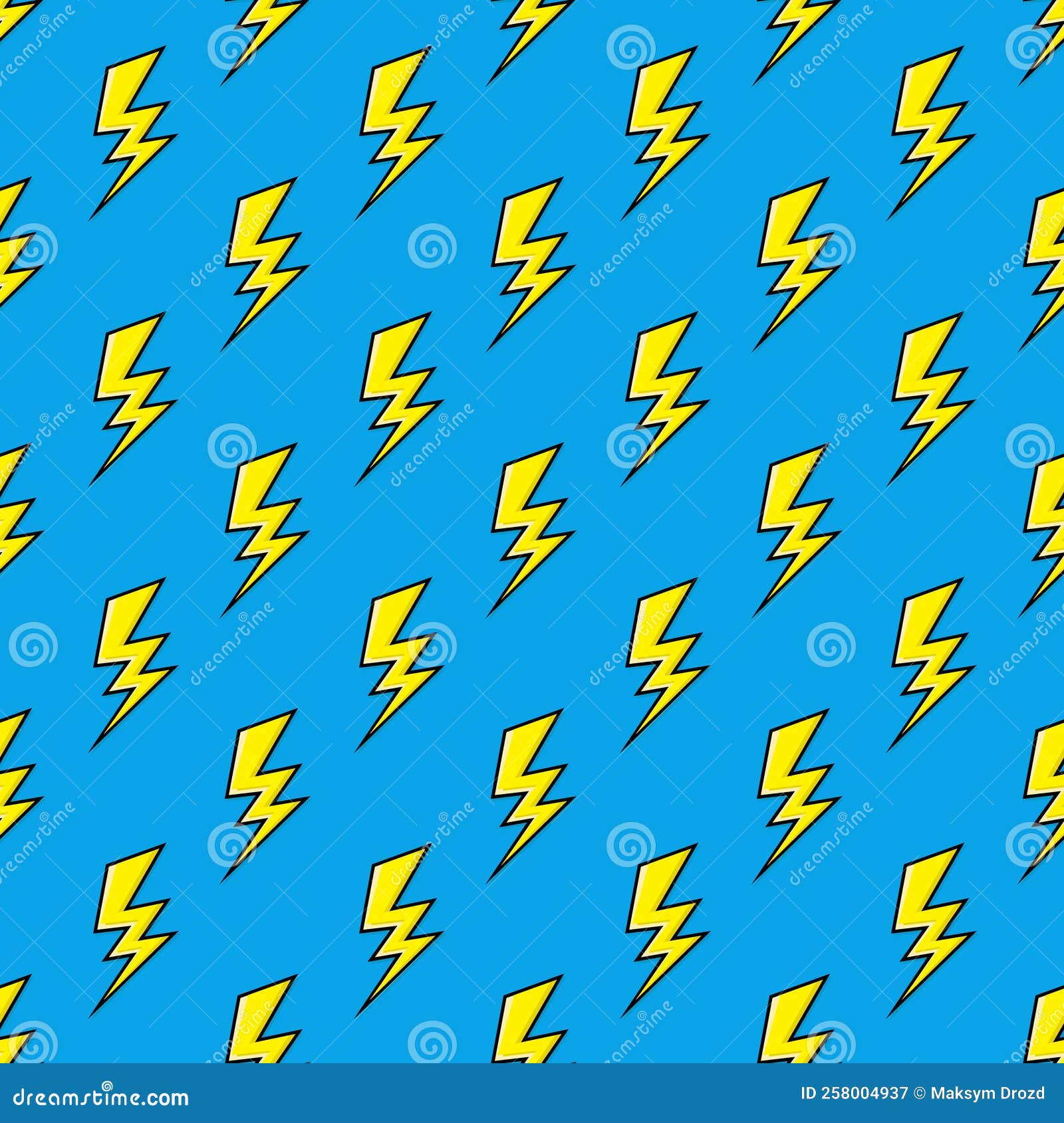 Electric Lightning Bolt Seamless Pattern. Vector Background Stock ...