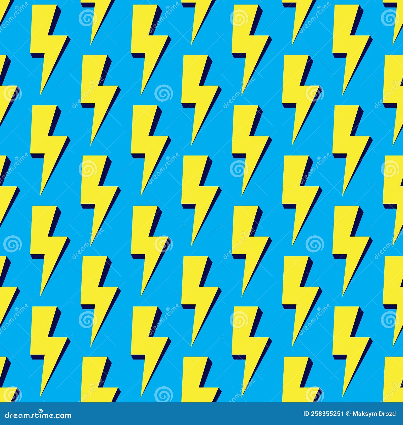 Electric Lightning Bolt Seamless Pattern. Vector Background Stock ...