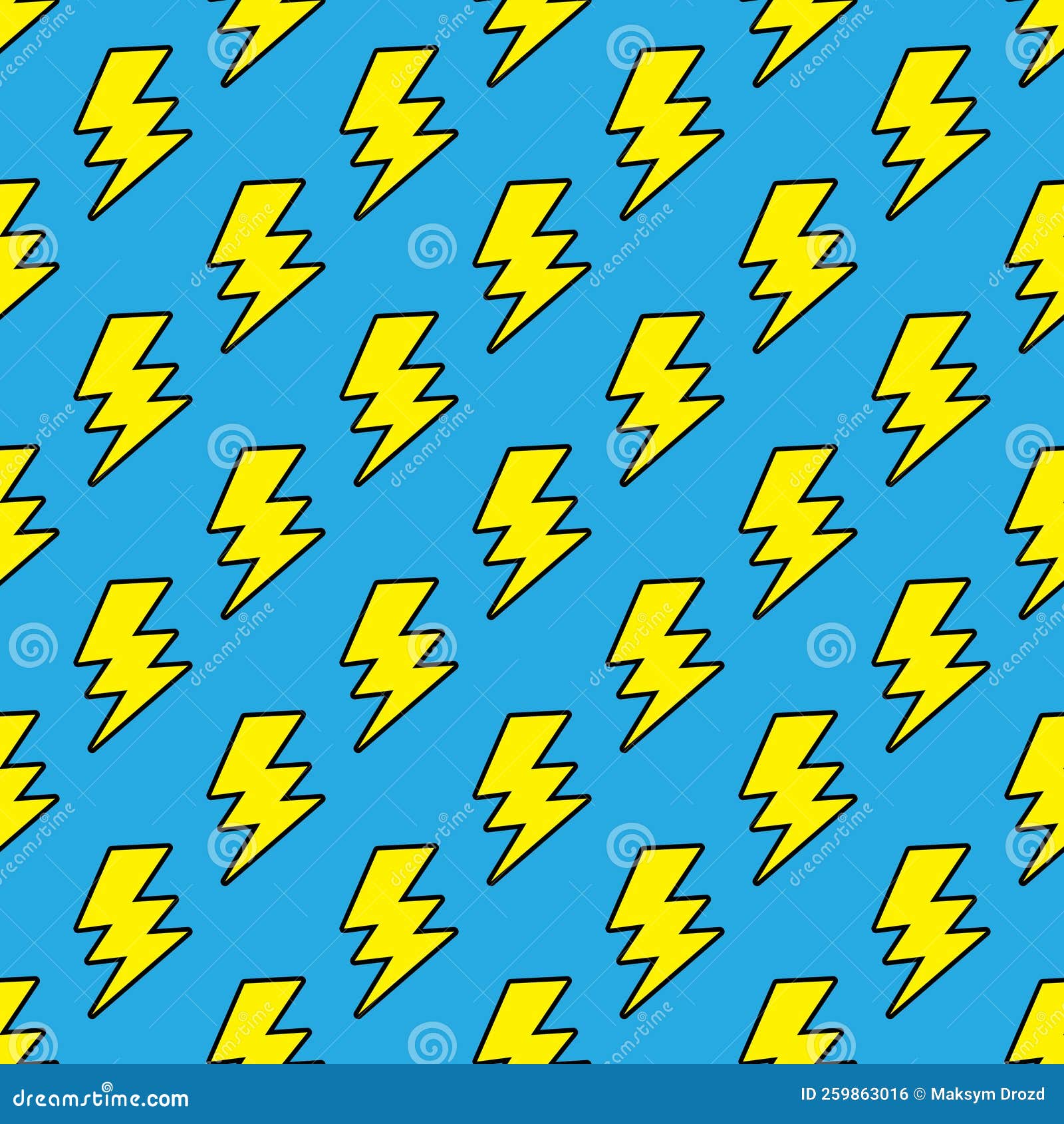 Electric Lightning Bolt Seamless Pattern. Vector Background ...