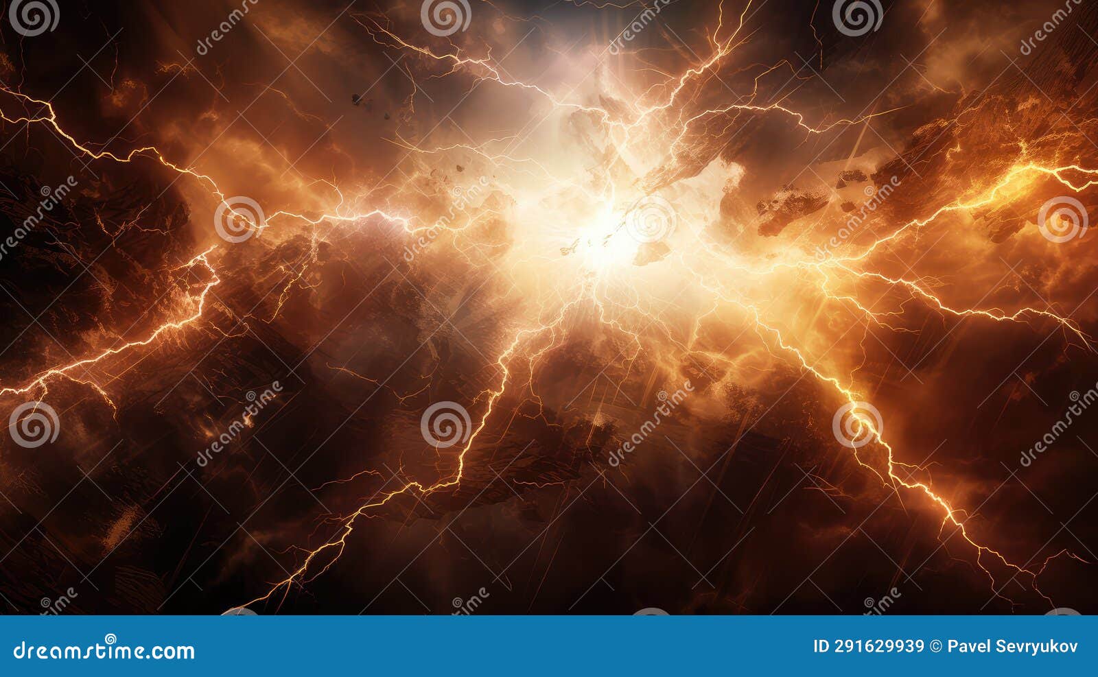 Electric Lightning Collision Powerful Stock Illustration - Illustration ...