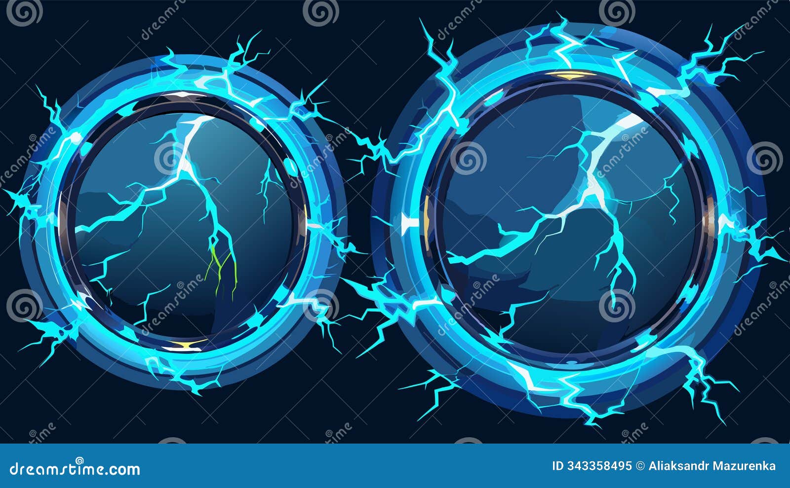 Lightning Frames Electric Blue Thunderbolt Borders Vector Illustration ...