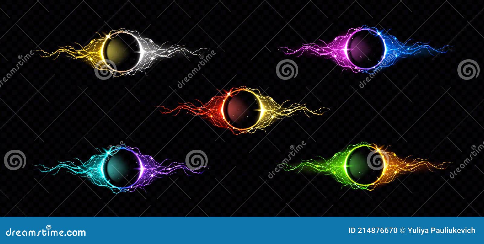 Electric Lightning Ring with Color Glow Effect Stock Vector ...