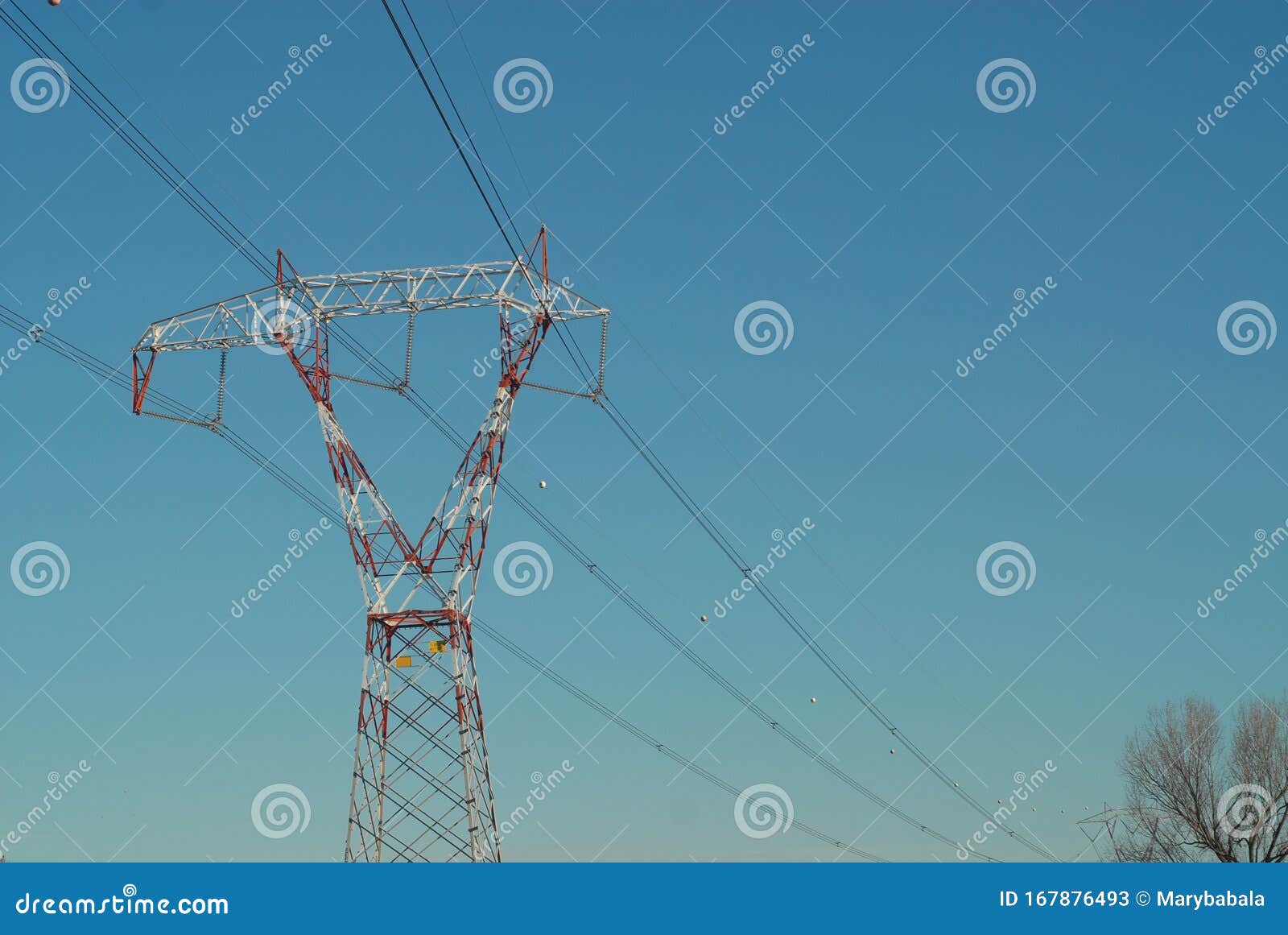 Electric Line, Blue Sky Background Stock Image - Image of technology ...