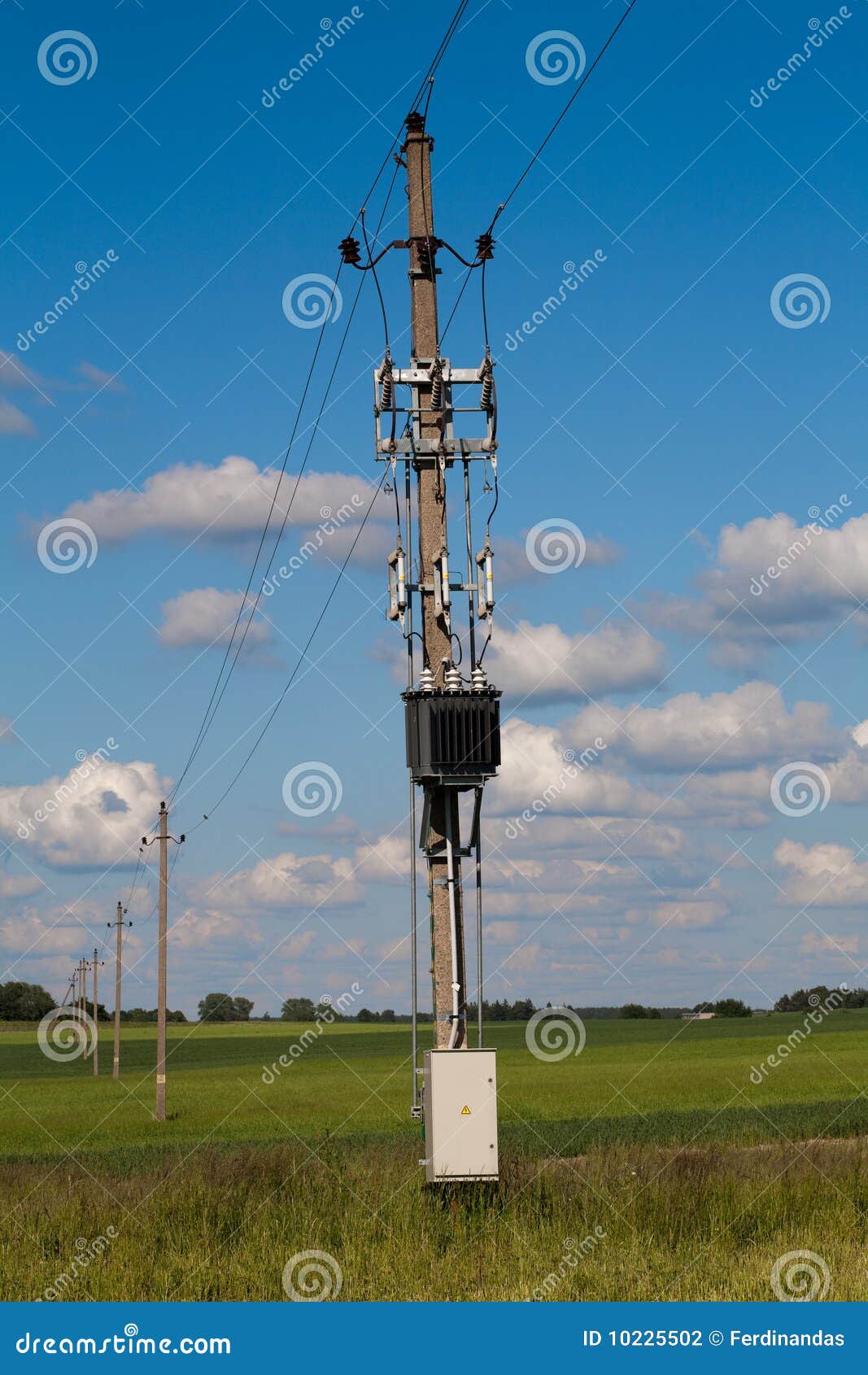 Electric Line in Green Fields Stock Photo - Image of equipment ...