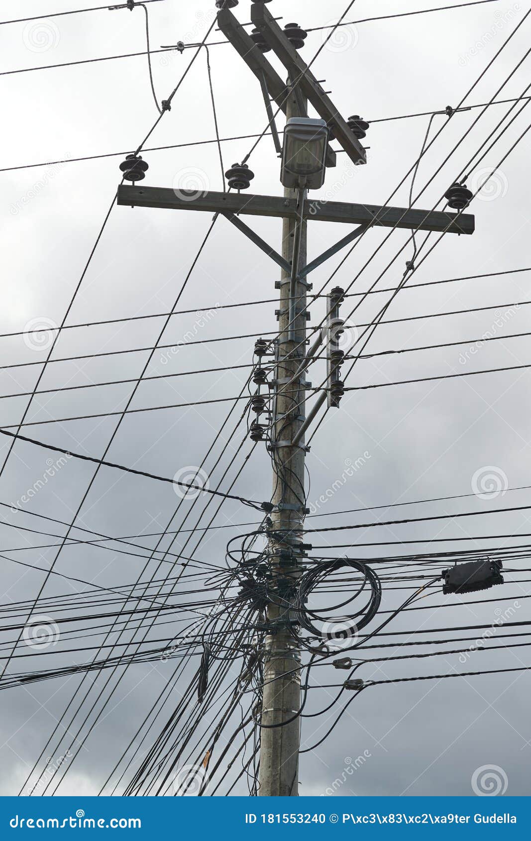 Electric line post stock photo. Image of mast, bunch - 181553240