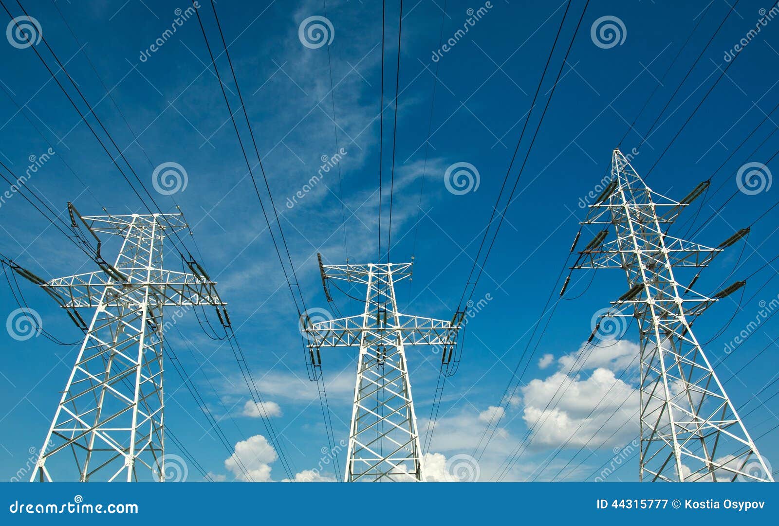 Electric Line Power Tower on Blue Sky Stock Image - Image of ...