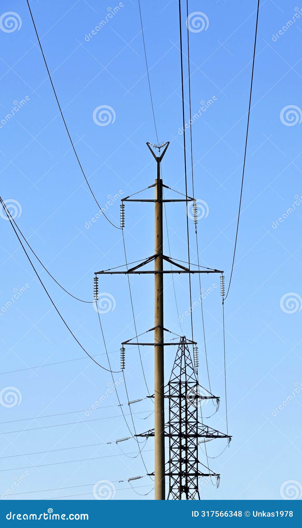 Electric line pylon stock photo. Image of communications - 317566348