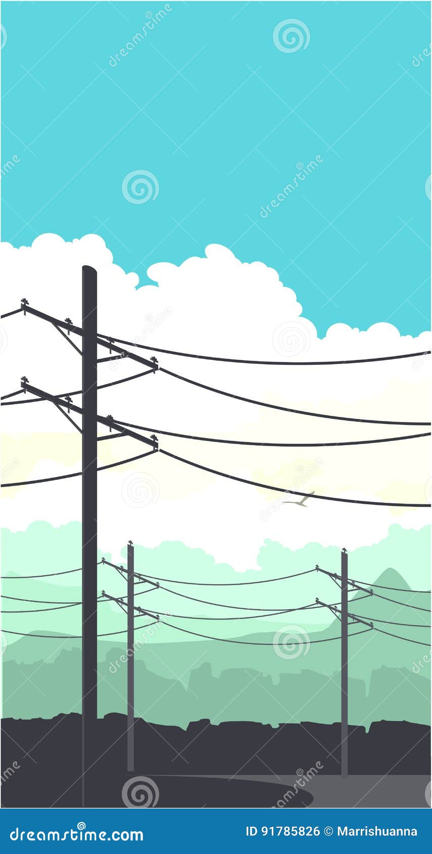 Electric line pylon stock vector. Illustration of electrical - 91785826
