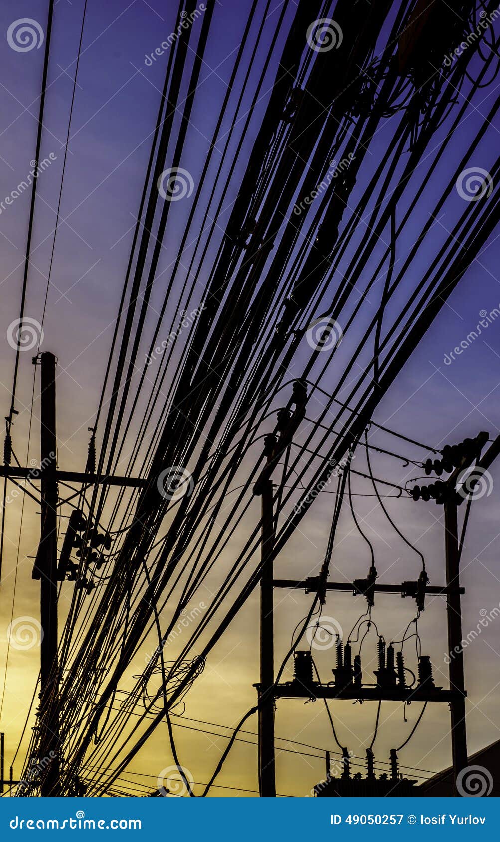Electric line in sunset stock image. Image of supply - 49050257