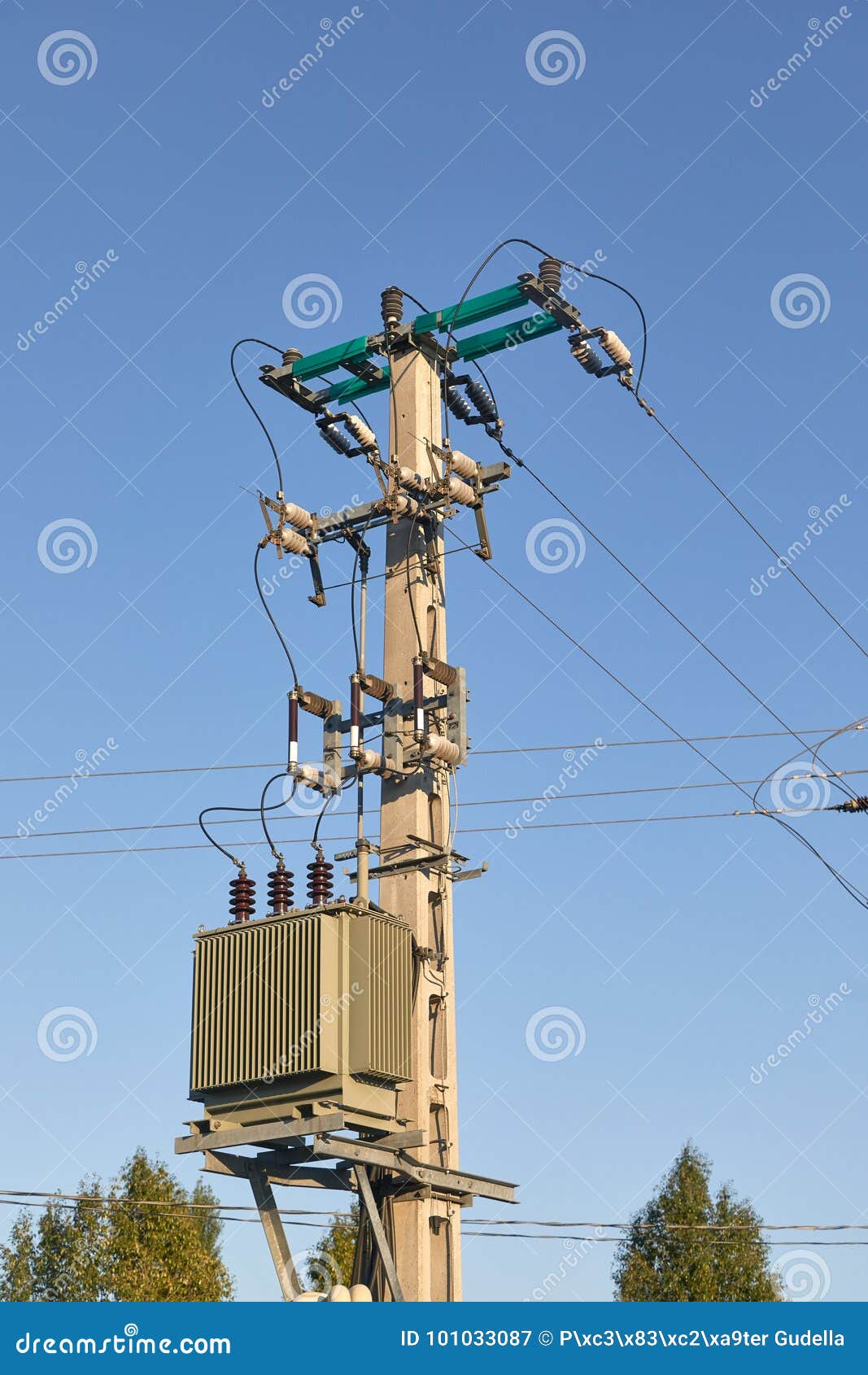 Electric Line with Transformer Stock Image - Image of converter, line ...