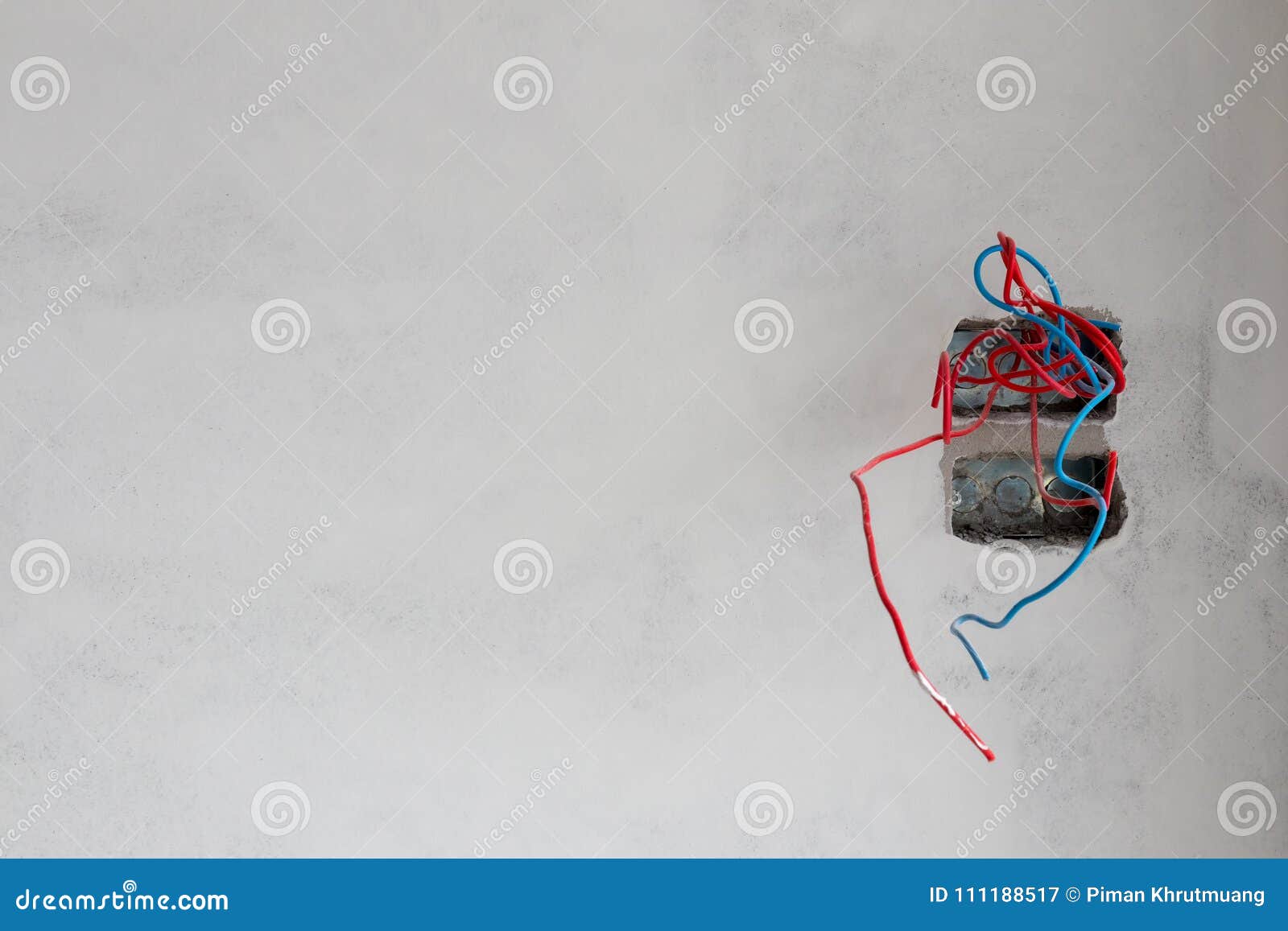 Electric Line in the Wall Socket at House Construction Stock Image ...