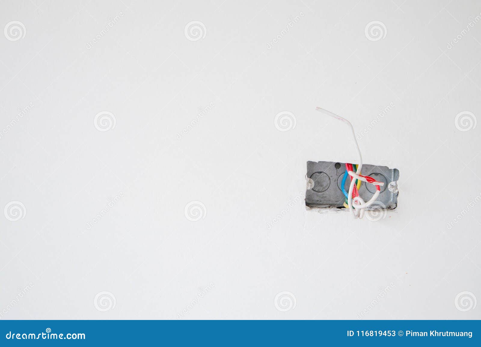 Electric Line in the Wall Socket at House Construction Stock Image ...