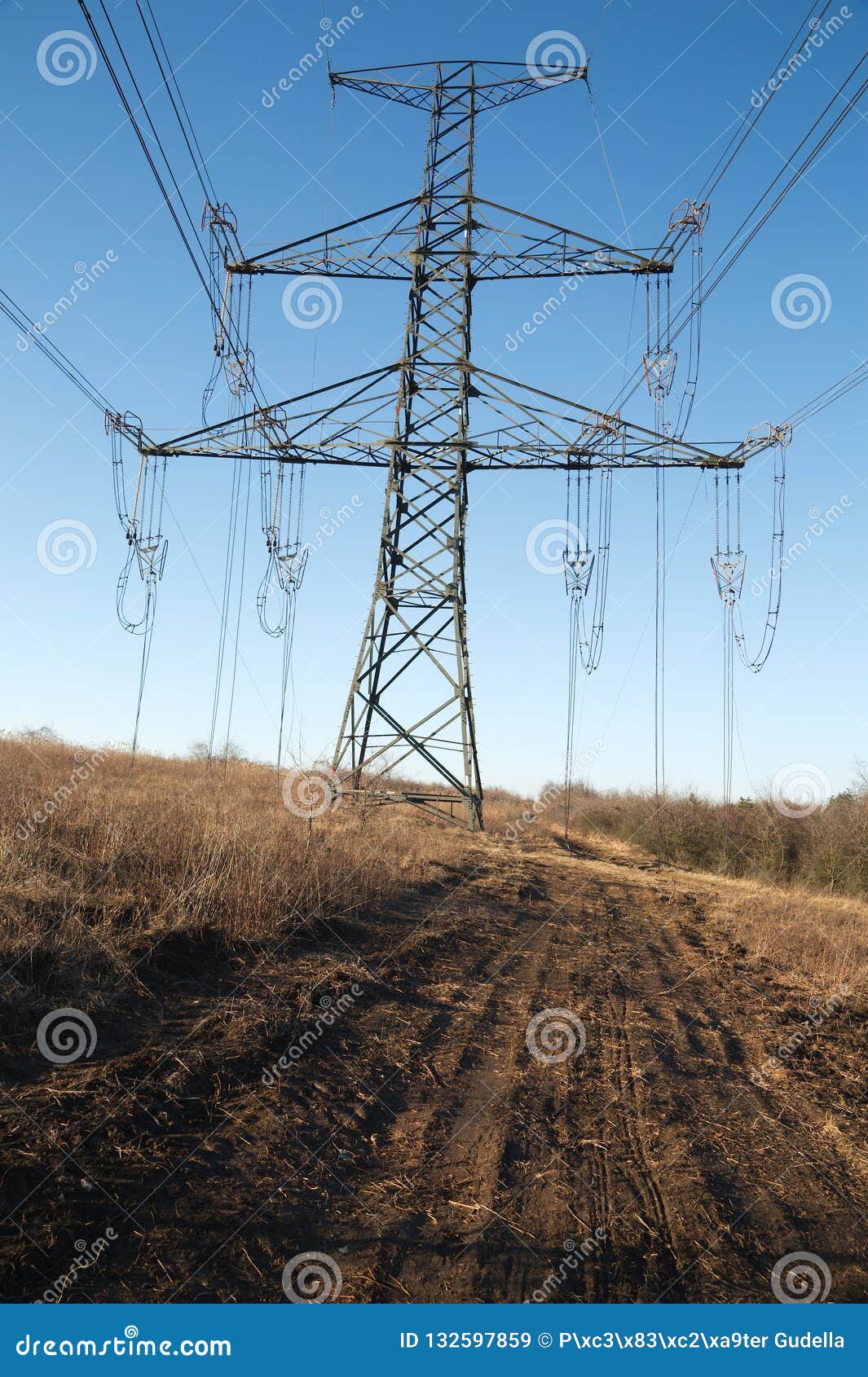 Electric lines collapsed stock image. Image of industrial - 132597859