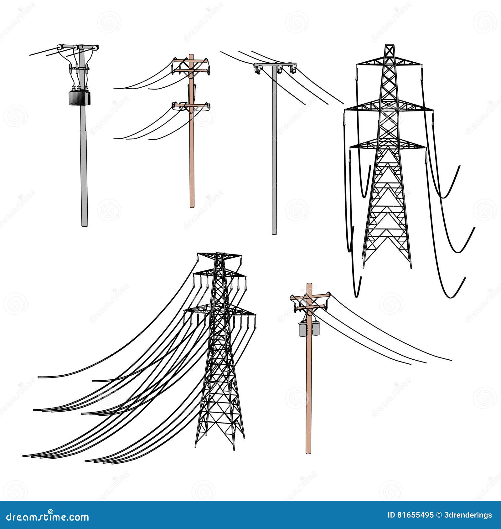 Electric lines stock illustration. Illustration of electrical - 81655495