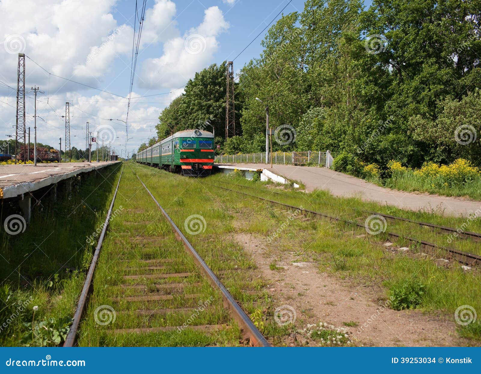 Electric Local Train at Platform in Rural Areas Stock Photo - Image of ...