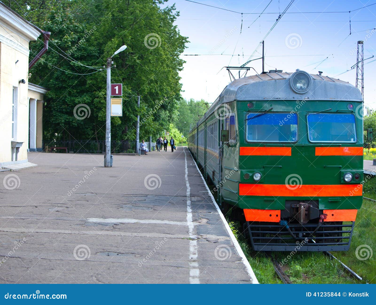 Electric Local Train at the Platform in Rural Areas Stock Photo - Image ...