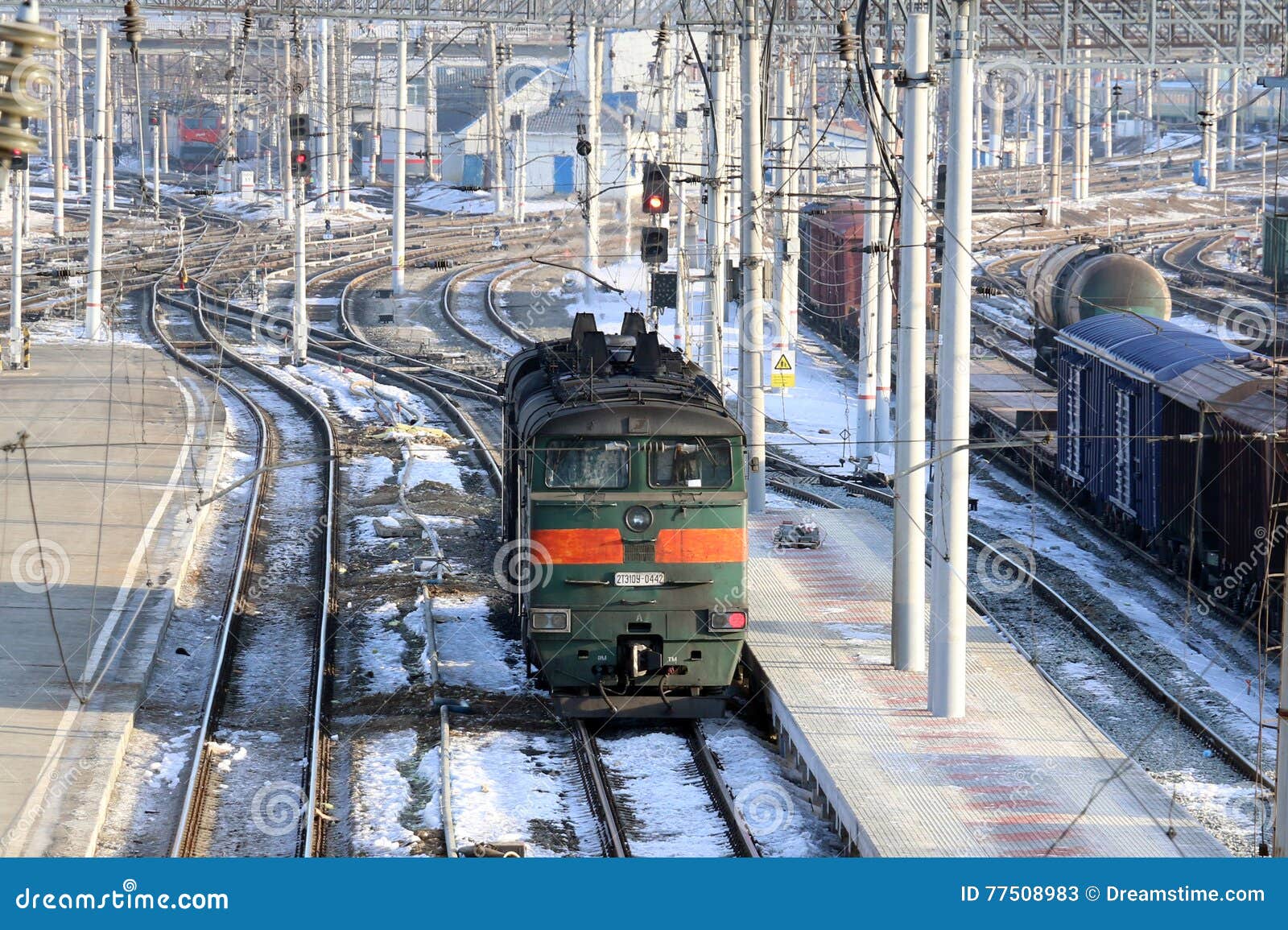 Electric locomotive stock image. Image of russian, junction - 77508983