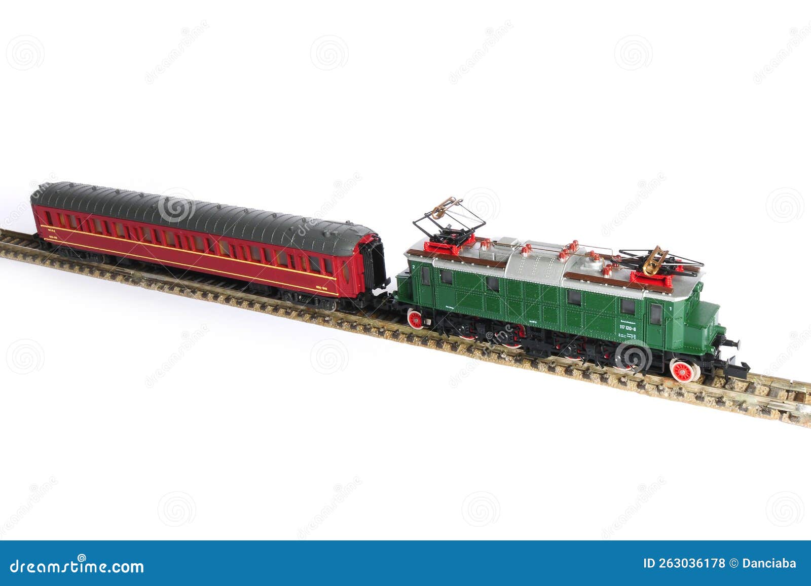 Electric Locomotive Model with Wagons Isolated on White Stock Photo ...