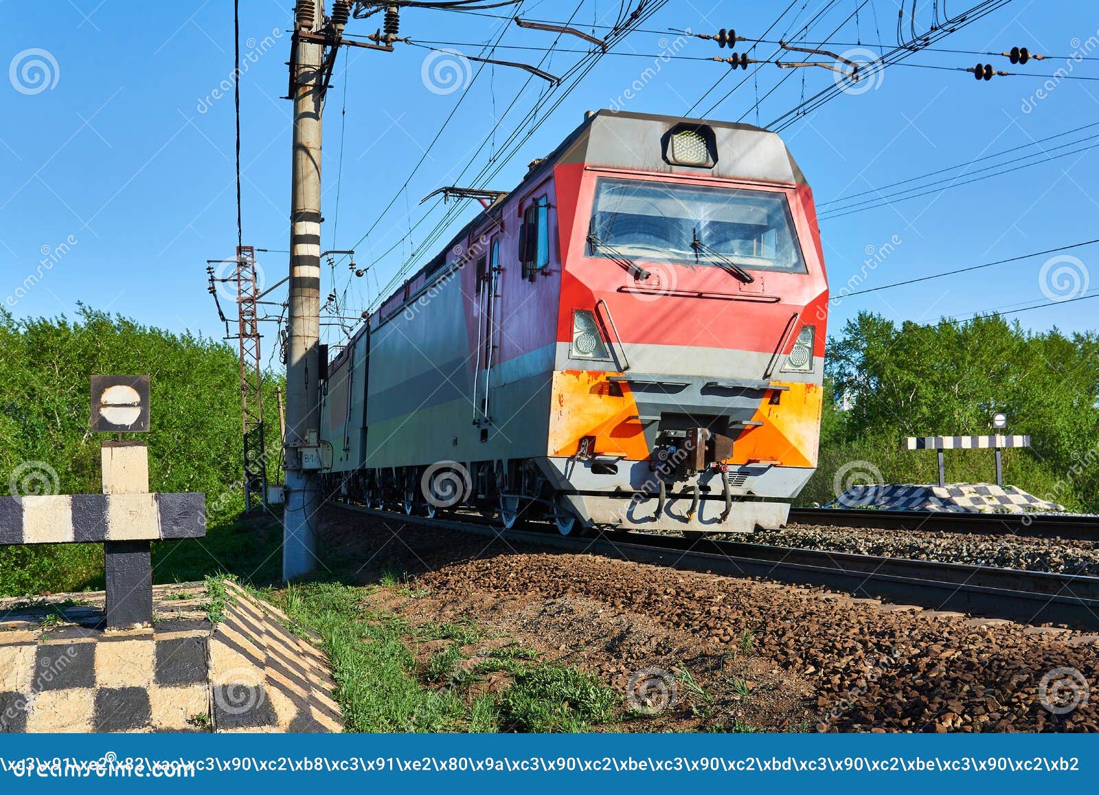 Electric Locomotive Moves on Rails between Two Trap Road with Buffer ...