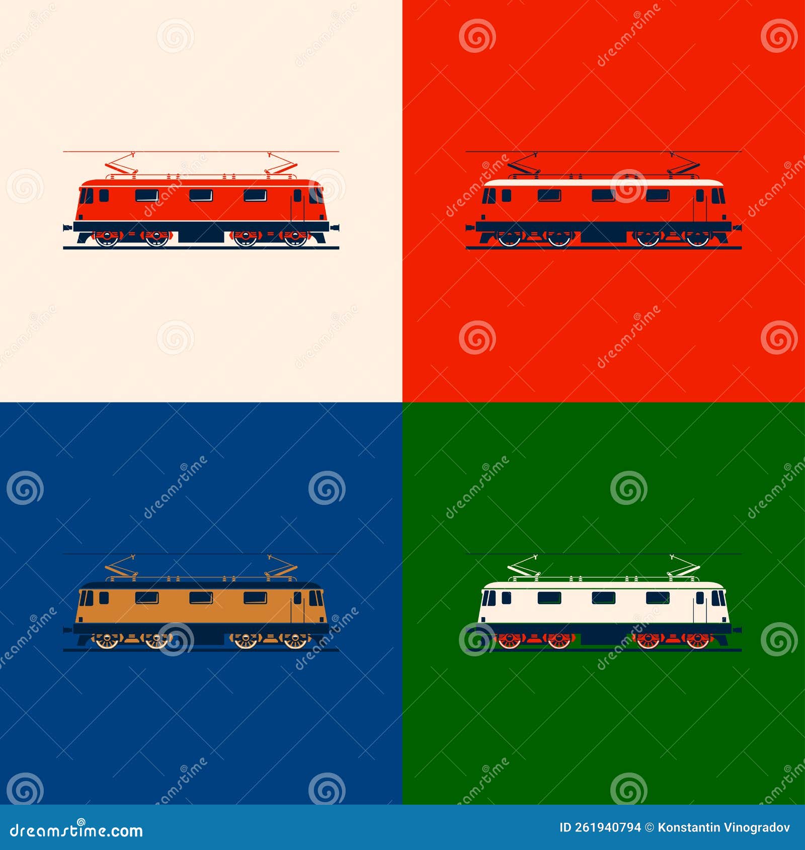 Electric Locomotives. Side View Illustration Stock Illustration ...